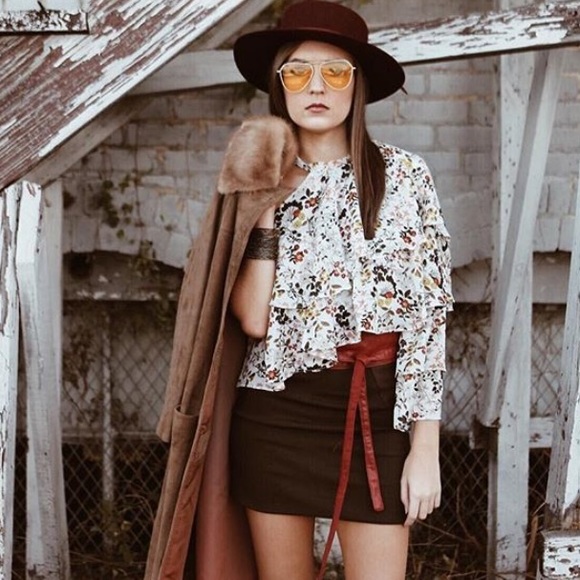 Why Dress | Tops | Nwt Muted Floral Ruffle Top | Poshmark